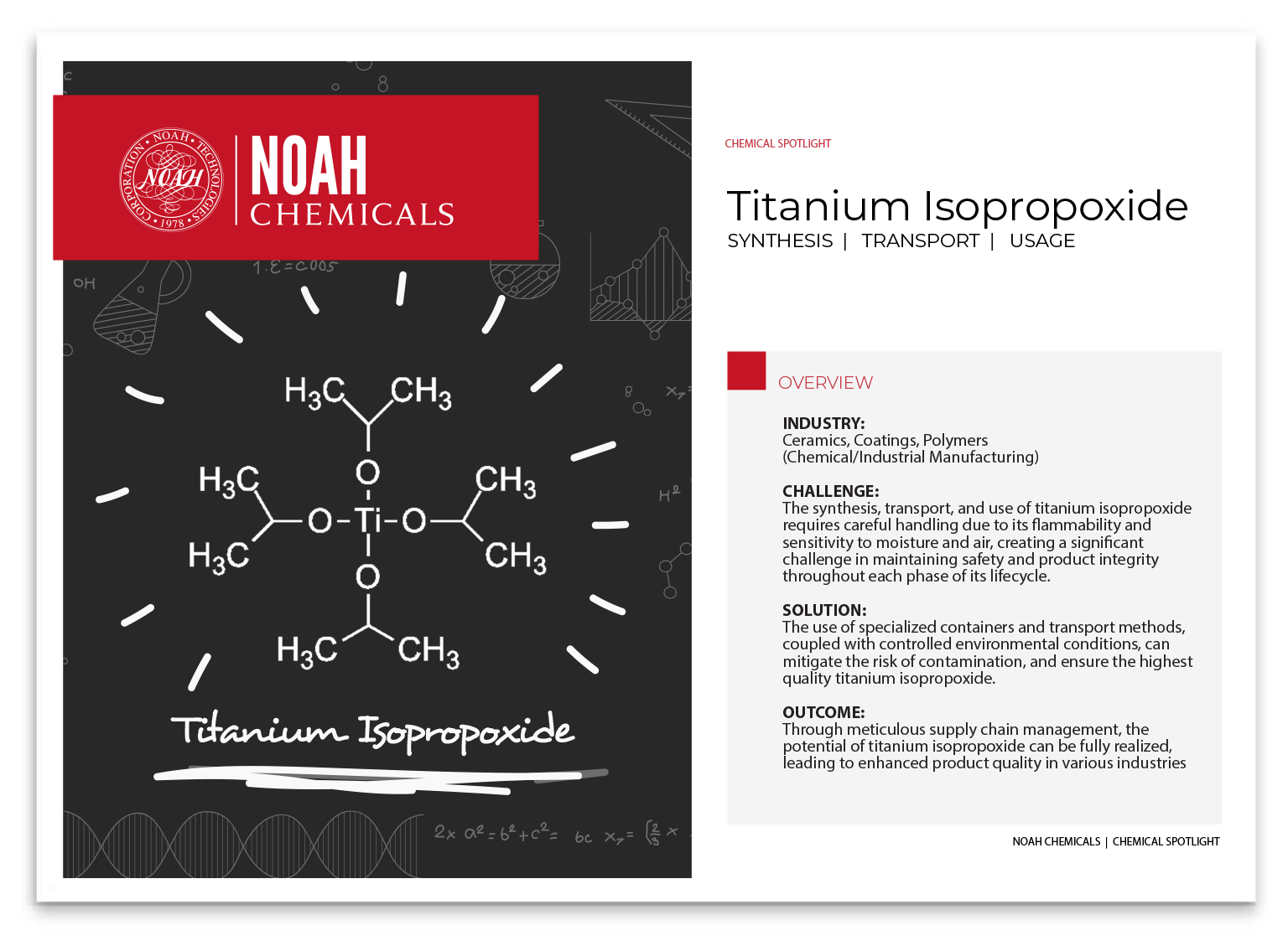 Chemical Spotlight | Titanium Isopropoxide | Noah Chemicals